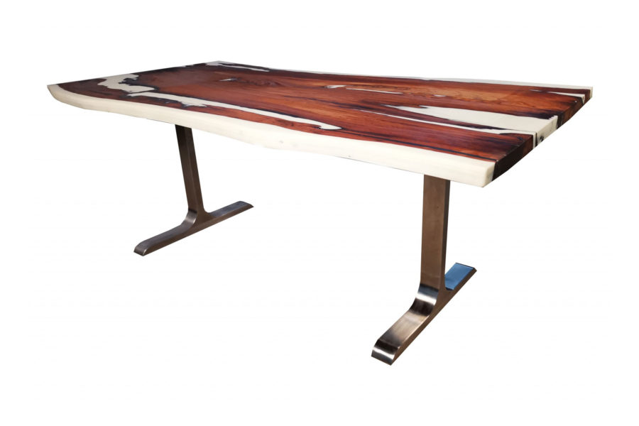 Buy Mahogany Wood Table 78.5 x 38 x 3 Inches with Epoxy Resin Inlays ...